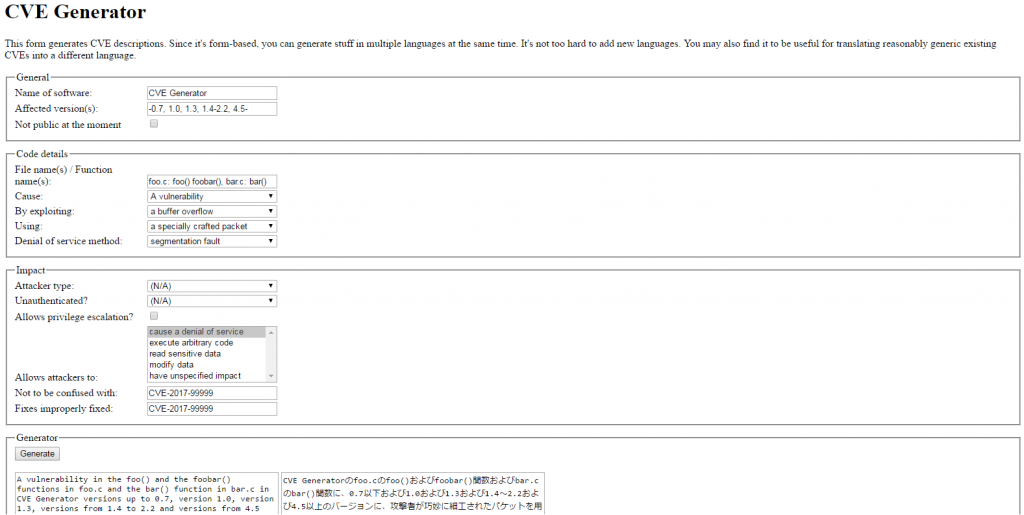 CVE (Description) Generator / CVEジェネレーター – The Qiqitori Blogs